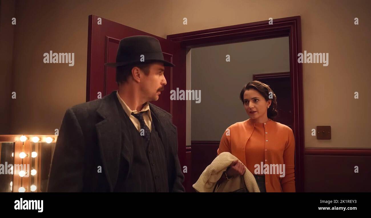 SEE HOW THEY RUN, from left: Sam Rockwell, Pearl Chanda, 2022 ...