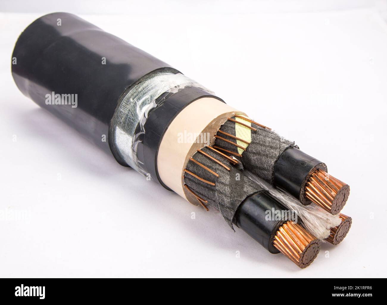 Cross section of high-voltage cable, polymer insulation Stock Photo - Alamy