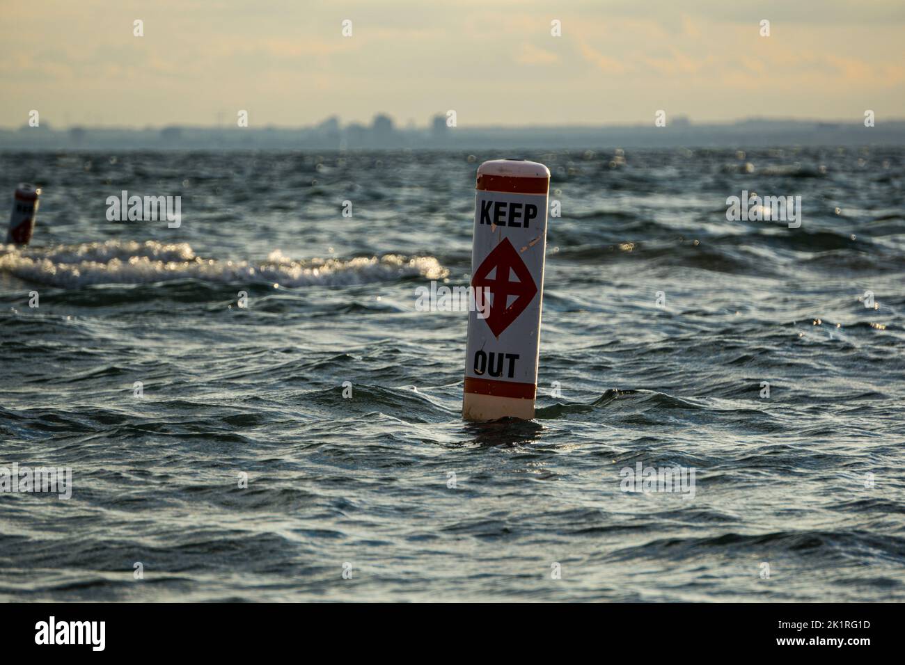 A sign ' keep out ' in sea Stock Photo - Alamy