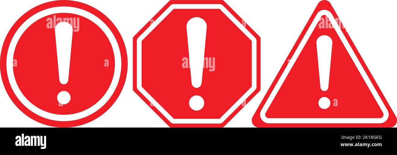 road signs with exclamation point on white background. Vector ...