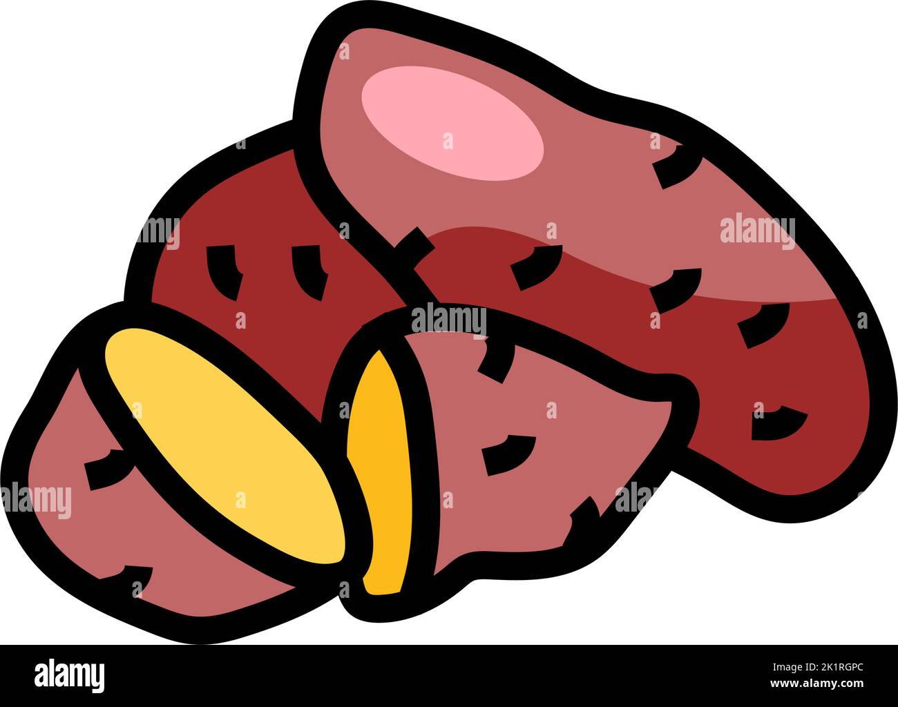 ripe potatoes sweet cut color icon vector illustration Stock Vector ...