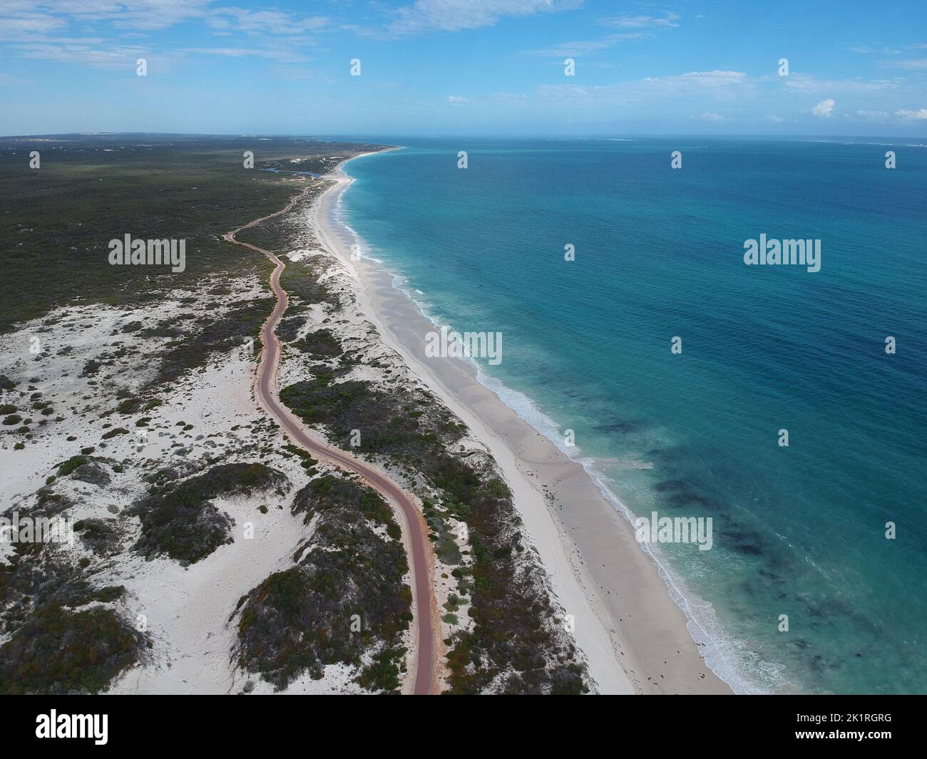 An aerial shot of the Turquoise Way coastal path in Australia with a ...