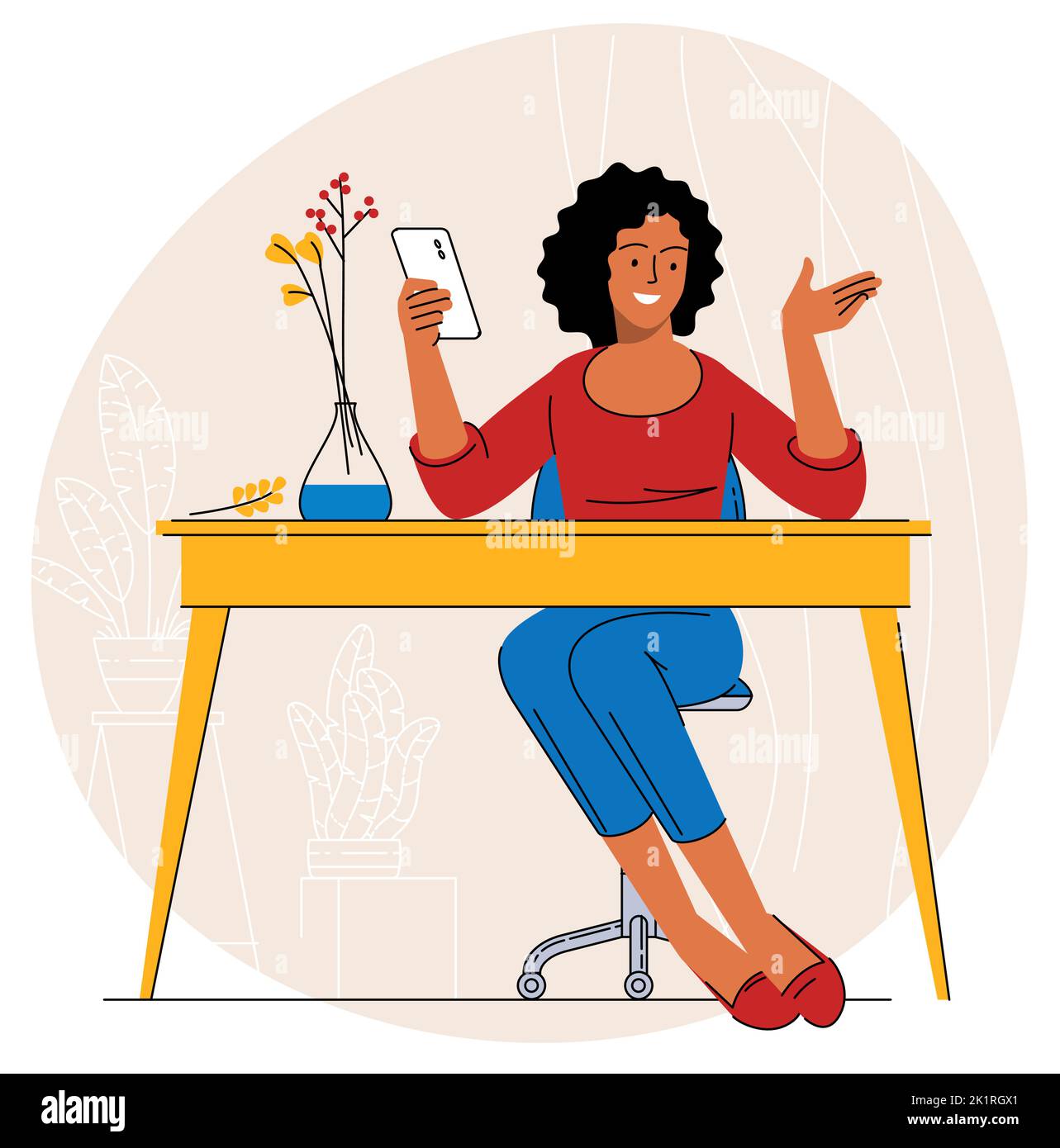 Woman sitting at the office table Stock Vector Image & Art - Alamy