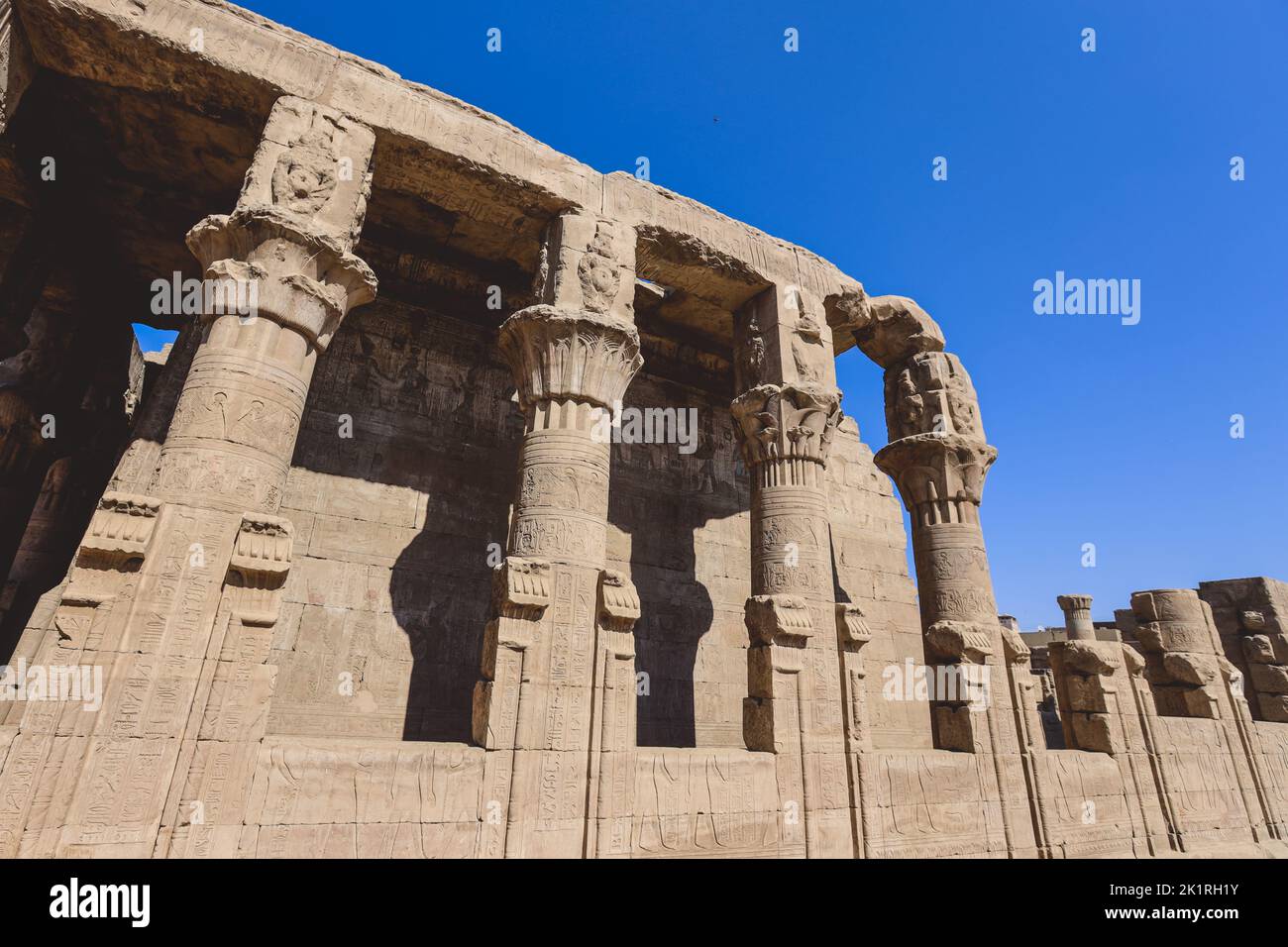 Interior View of the Temple of Edfu with Carved Pillars and Ancient ...
