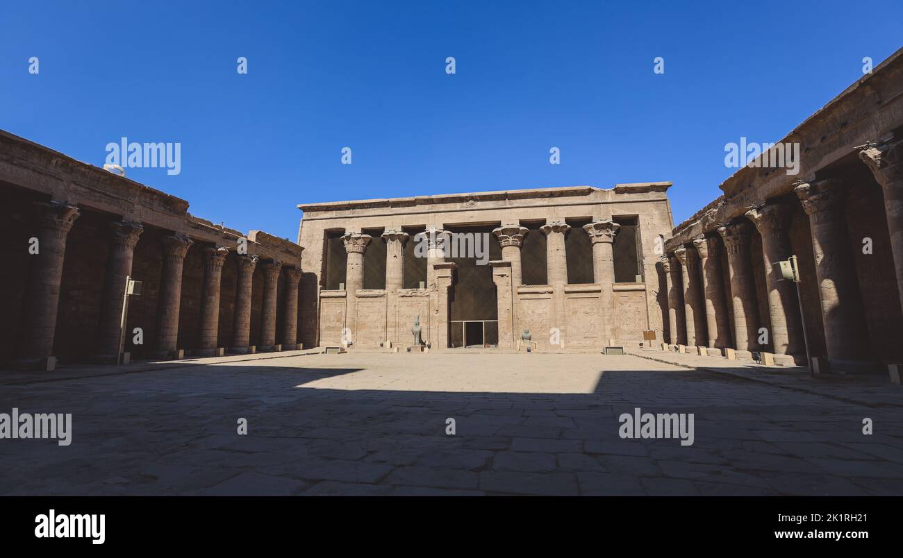 Interior View of the Temple of Edfu with Carved Pillars and Ancient ...