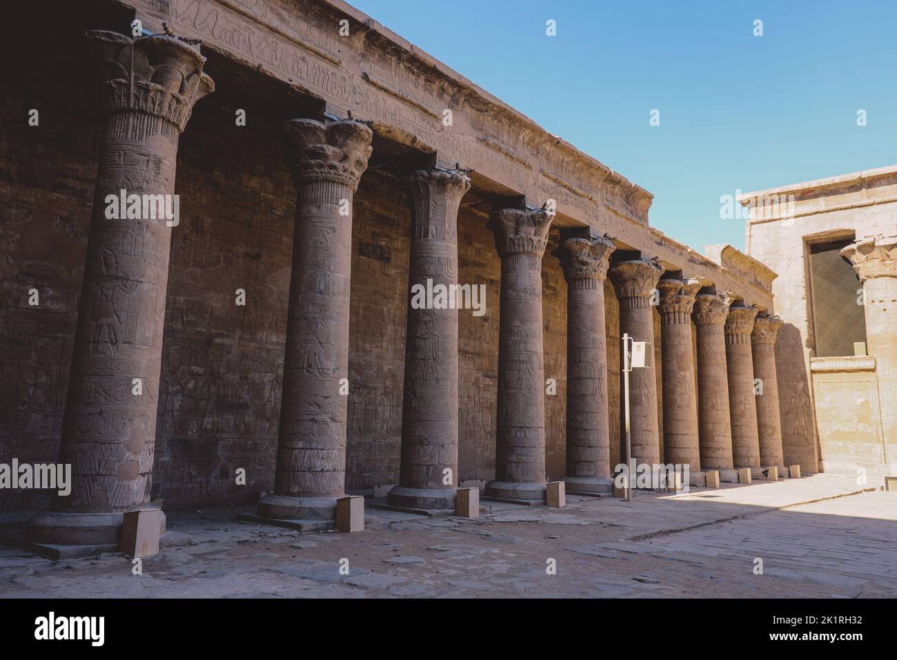 Interior View of the Temple of Edfu with Carved Pillars and Ancient ...