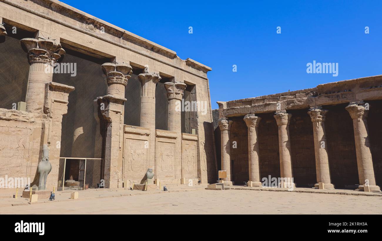 Interior View of the Temple of Edfu with Carved Pillars and Ancient ...