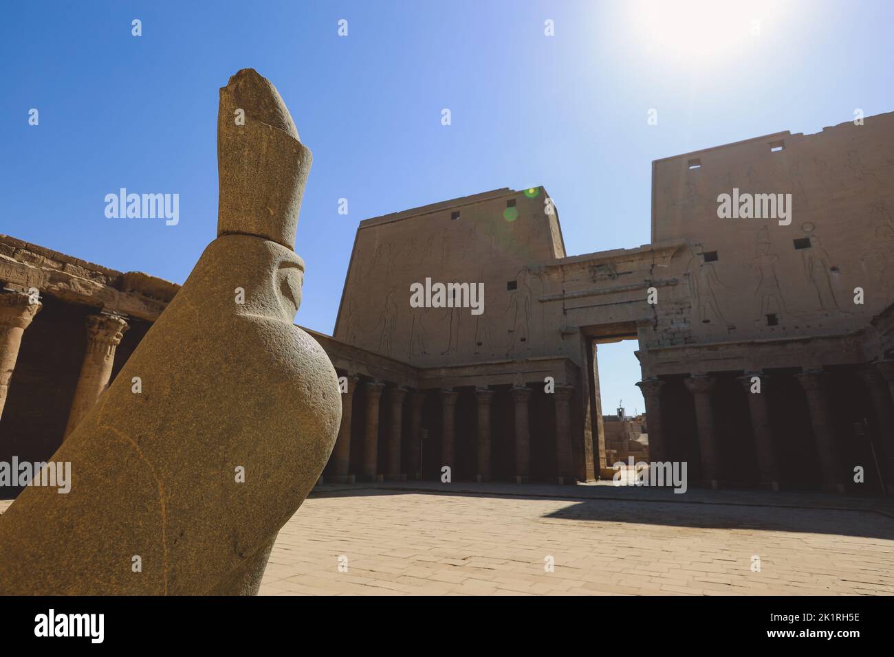 Interior View of the Temple of Edfu with Carved Pillars and Ancient ...