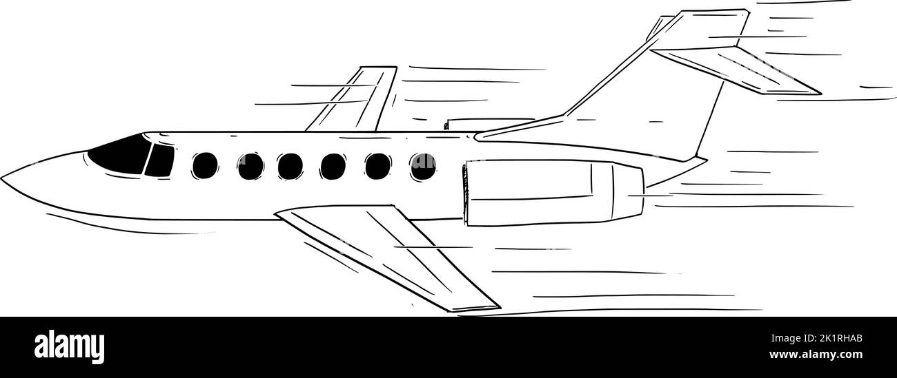 Drawing of Flying Aircraft, Vector Cartoon Illustration Stock Vector ...
