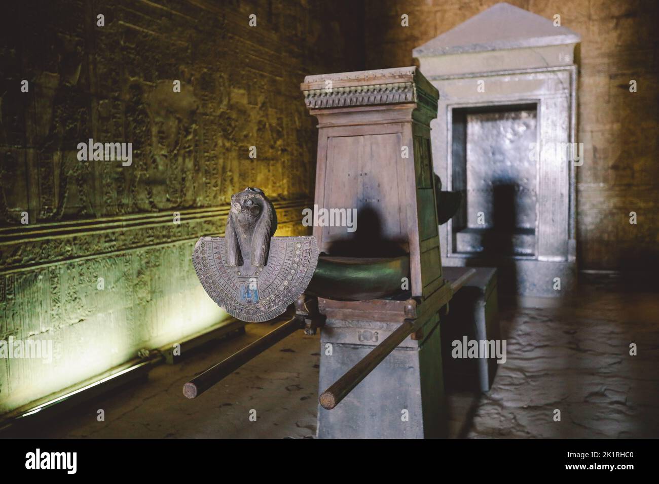 Interior View of the Temple of Edfu with Carved Pillars and Ancient ...