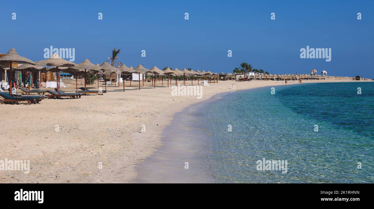Relaxing and Sandy Coastline of the Red Sea Beach in Marsa Alam city ...