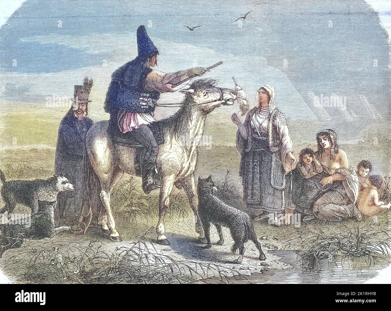 Bauern in der Landestracht in der Bukowina, 1869, früher Österreich ...