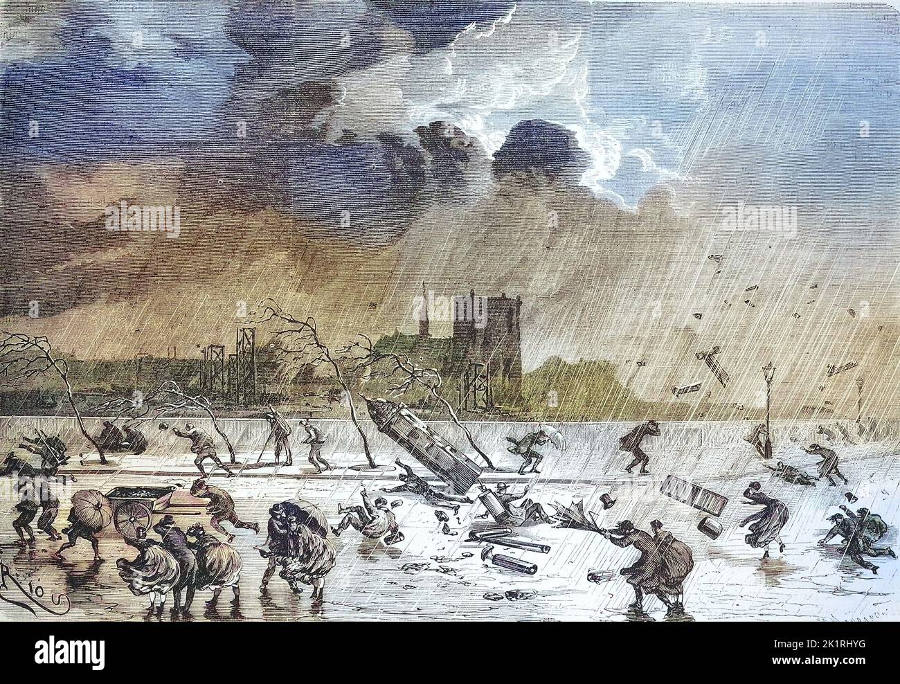Der Hurrikan vom 8. März 1869 in Paris, Frankreich / The hurricane of ...