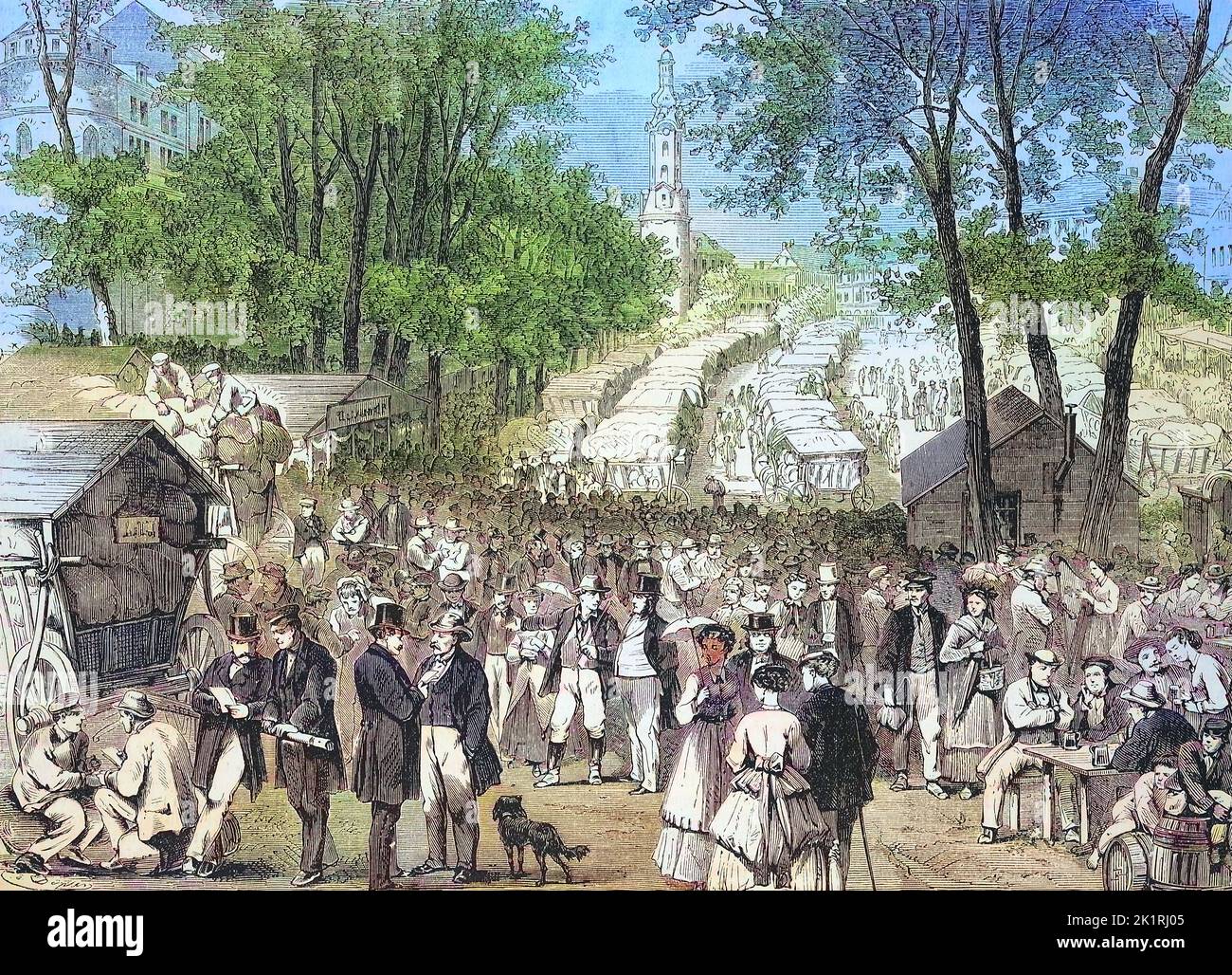 Der Jahrmarkt mit der Wollmesse, in Weimar im Jahre 1869, Deutschland ...