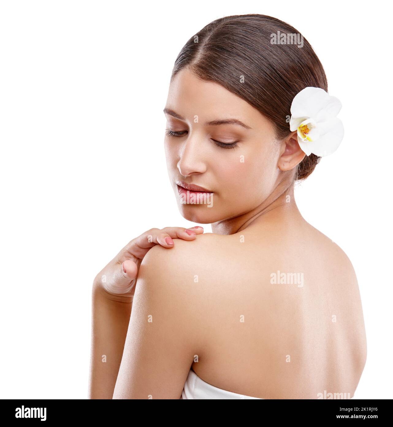 Brunette looking over shoulder hi-res stock photography and images - Alamy