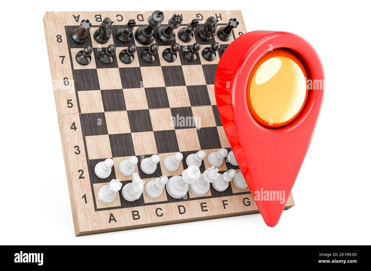 Chess with map pointer, 3D rendering isolated on white background Stock ...
