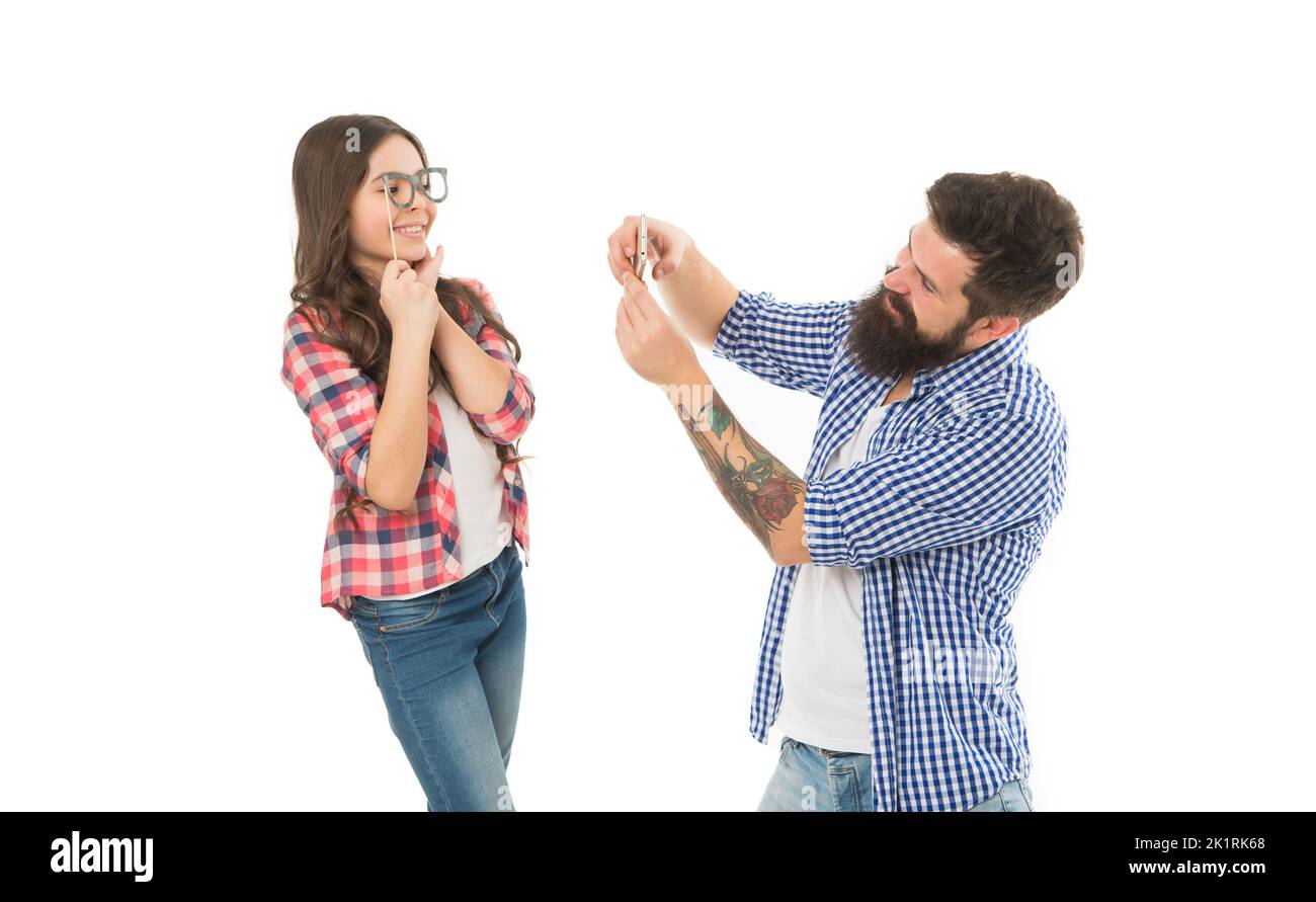 Application for editing. Happy little girl posing white background ...