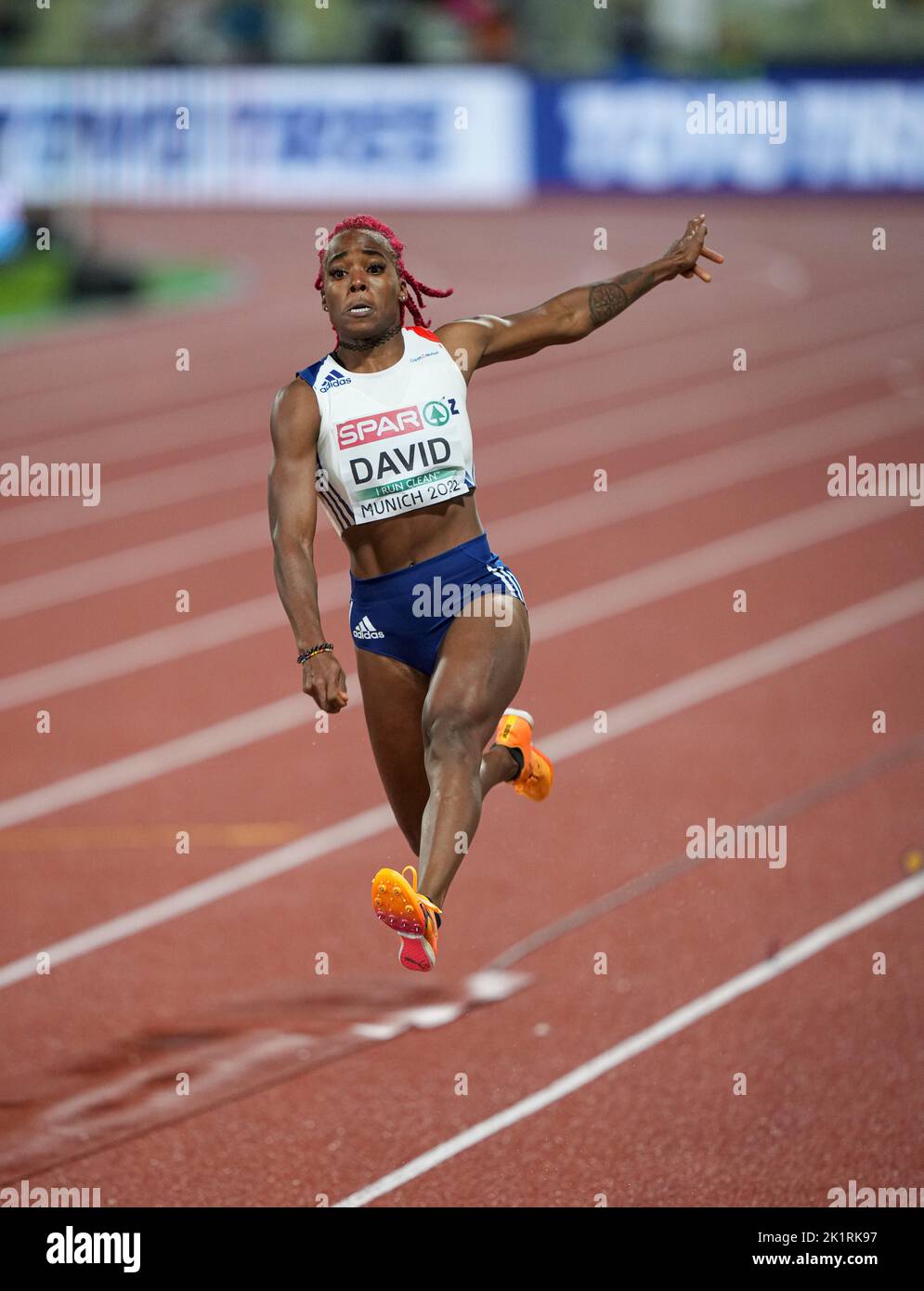 Yanis David participating in the long jump of the European Athletics ...