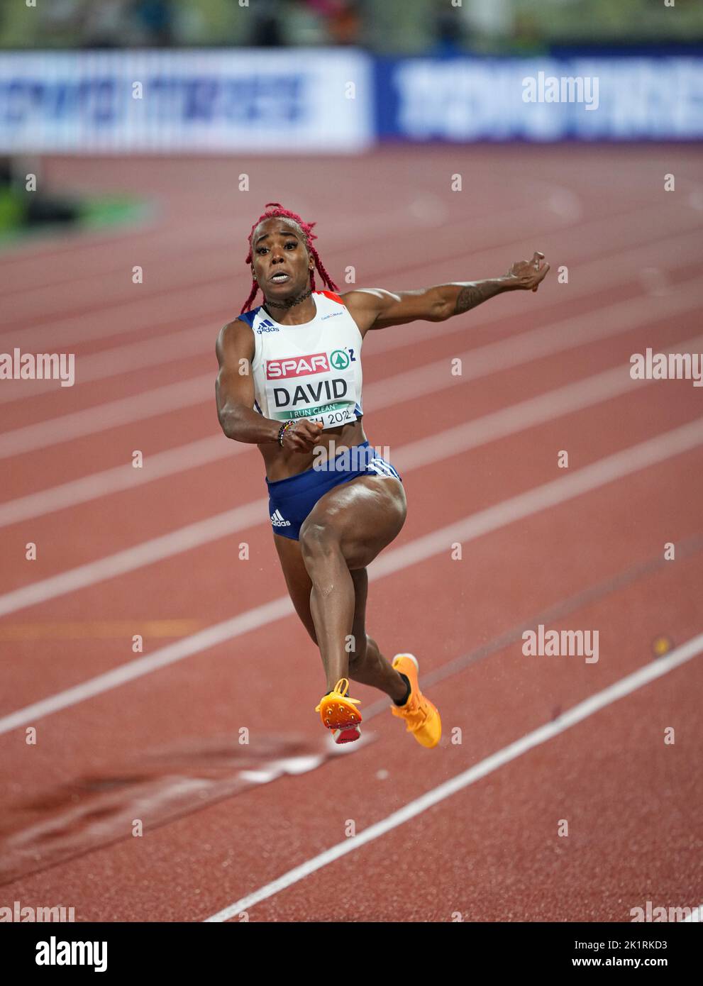 Yanis David participating in the long jump of the European Athletics ...