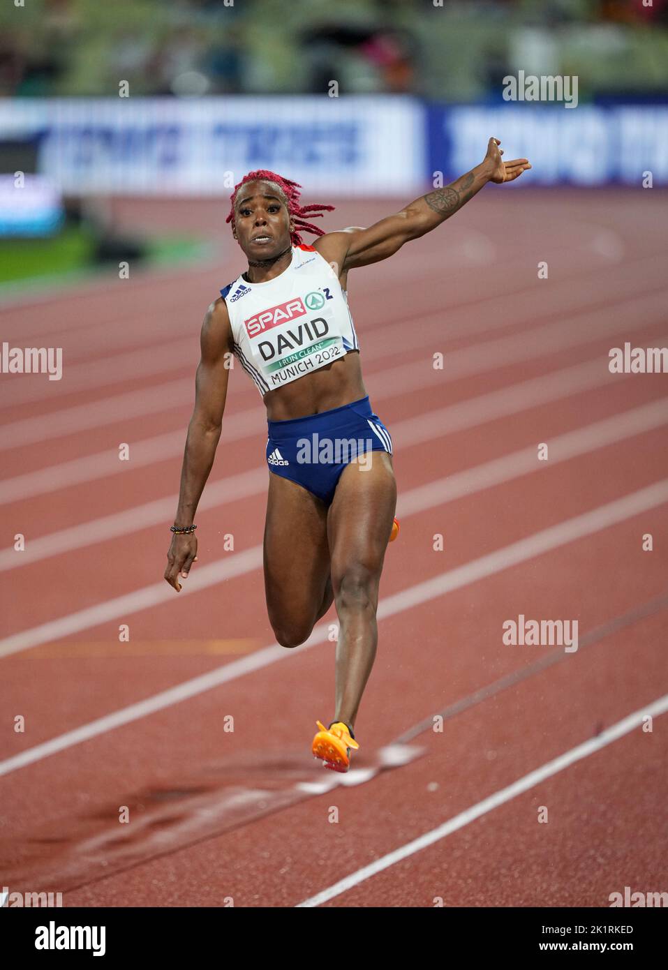 Yanis David participating in the long jump of the European Athletics ...