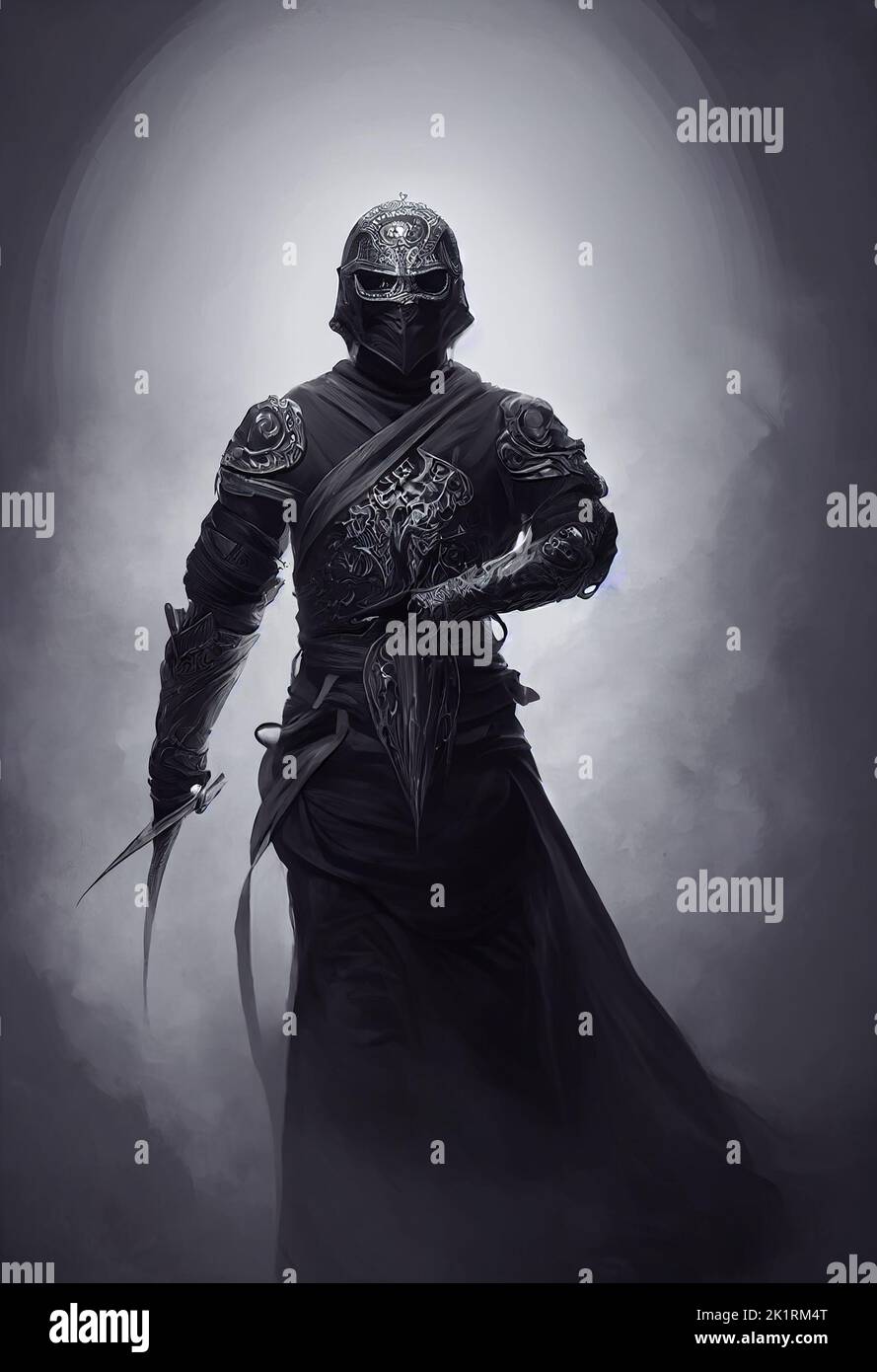 A beautiful digital artwork. Black knight armor design Stock Photo - Alamy