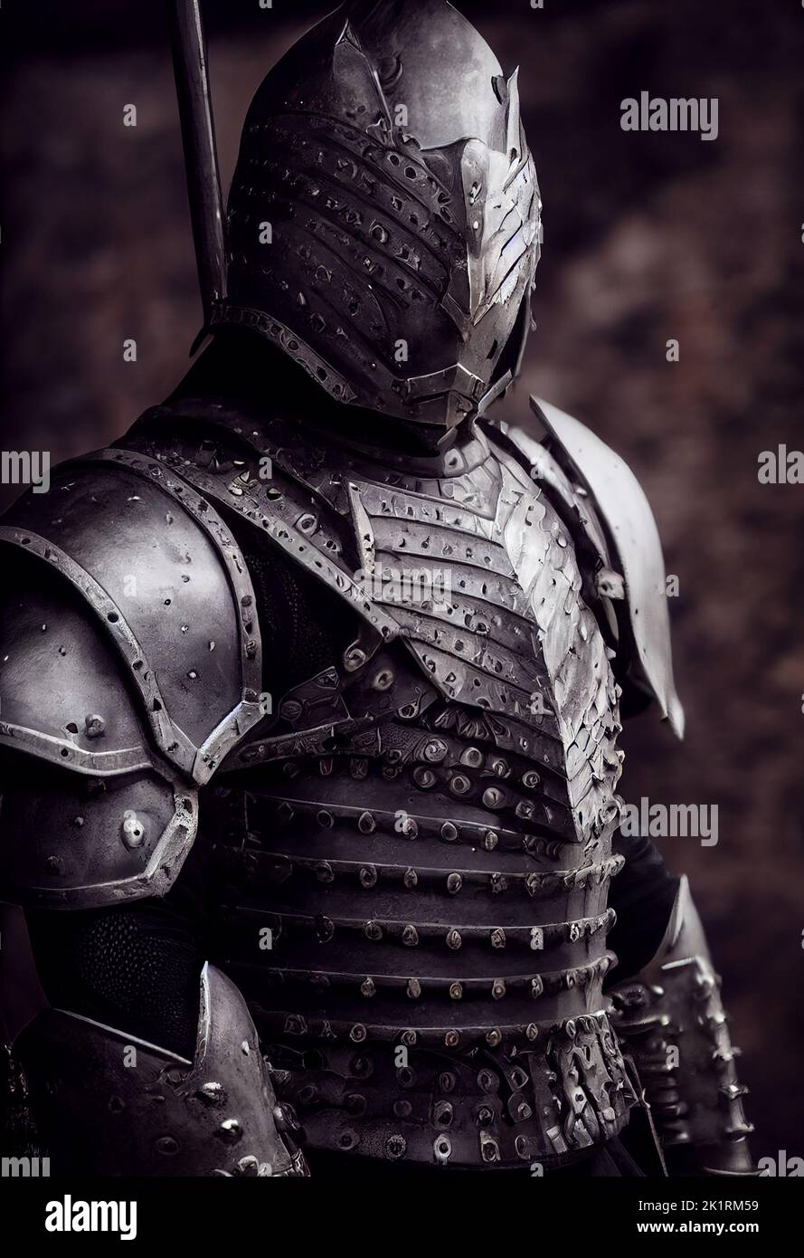 A 3D rendering of a black knight armor Stock Photo - Alamy
