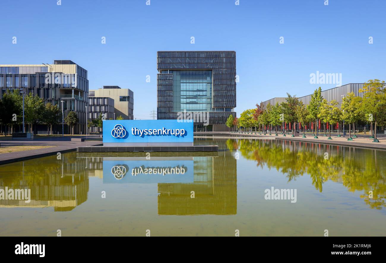 Essen, North Rhine-Westphalia, Germany - ThyssenKrupp, company logo in ...