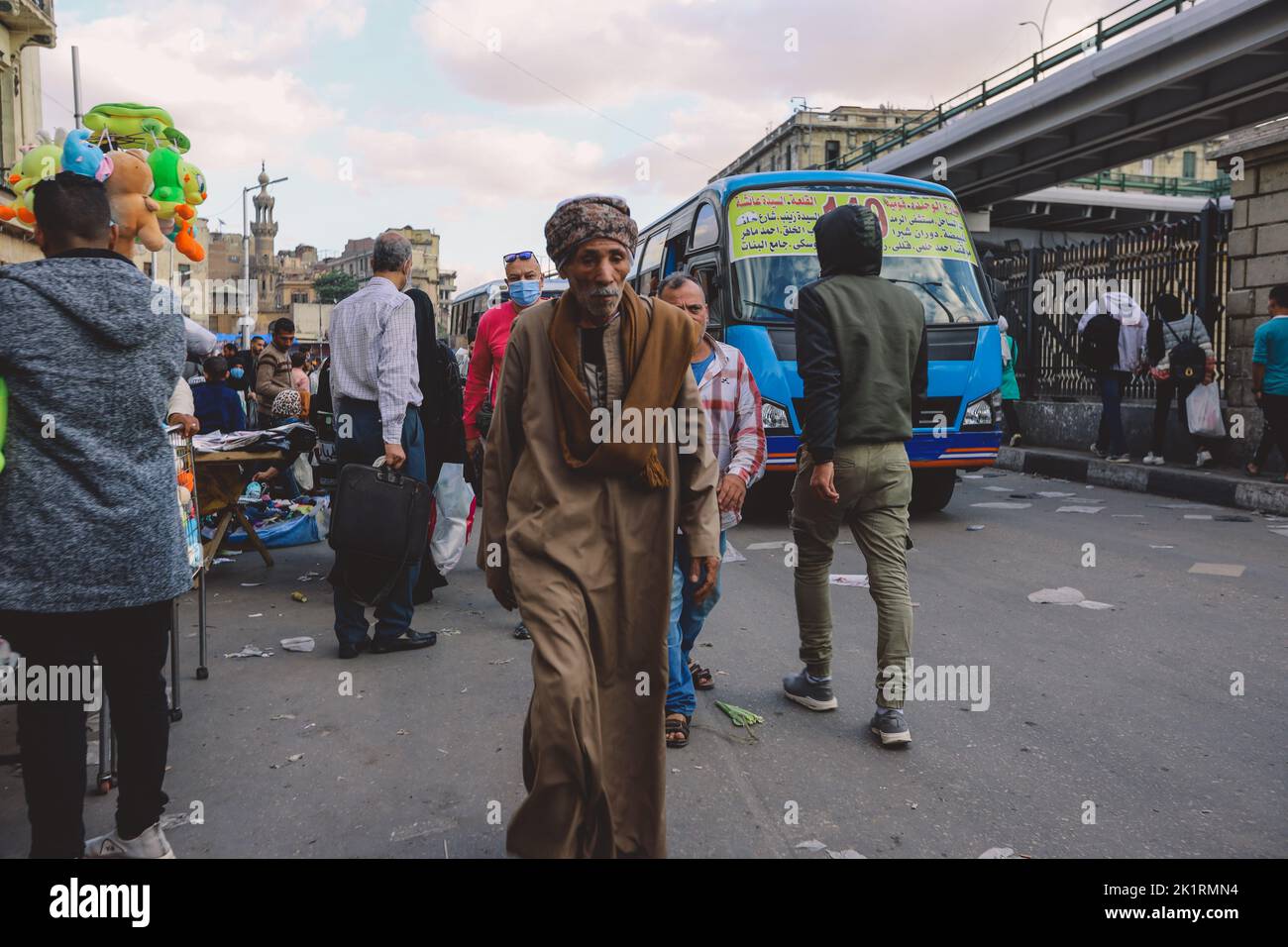 Cairo, Egypt - November 16, 2020: Local Egyptian People walking on the ...