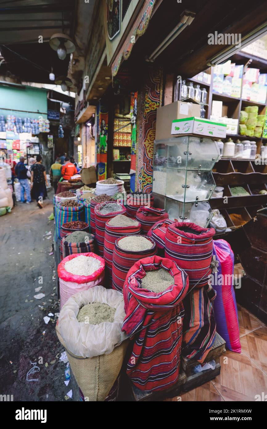 Various Colorful Spices and Grain Seeds on the famous Khan el-Khalili ...