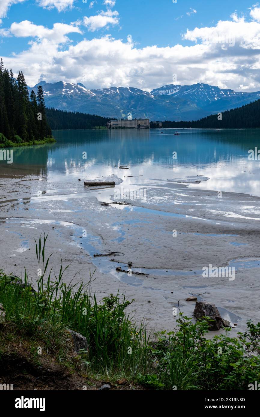 The marshy glacial silt area of Lake Louise, in Banff National Park ...