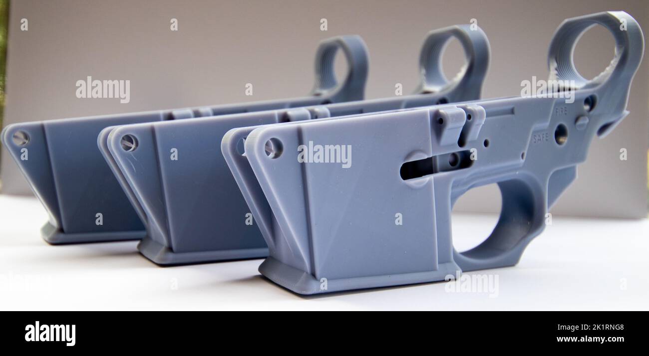 A closeup of AR15 lowers (Ghost Guns) on a white background Stock Photo ...