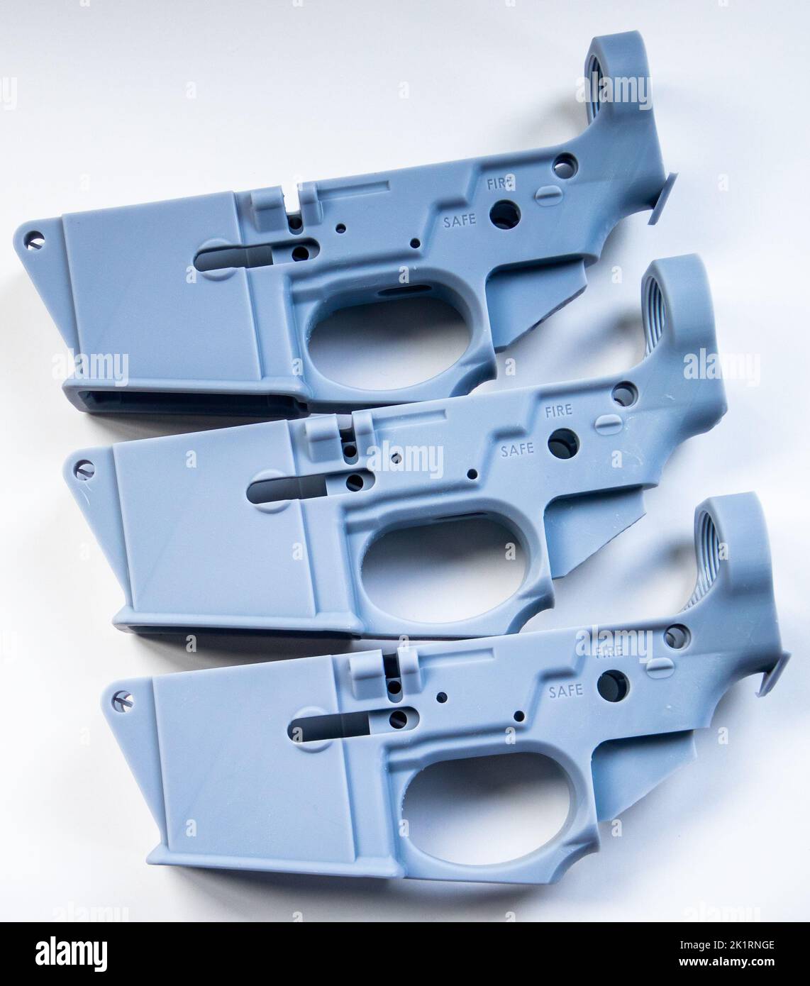 A closeup of AR15 lowers (Ghost Guns) on a white background Stock Photo ...