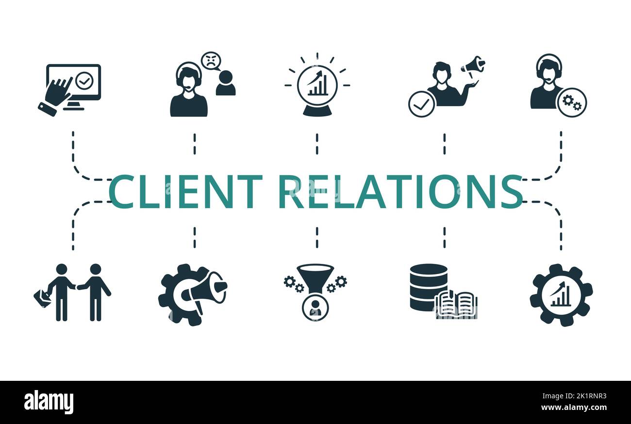 Client Relations Set Icon Editable Icons Client Relations Theme Such As Marketing Automation