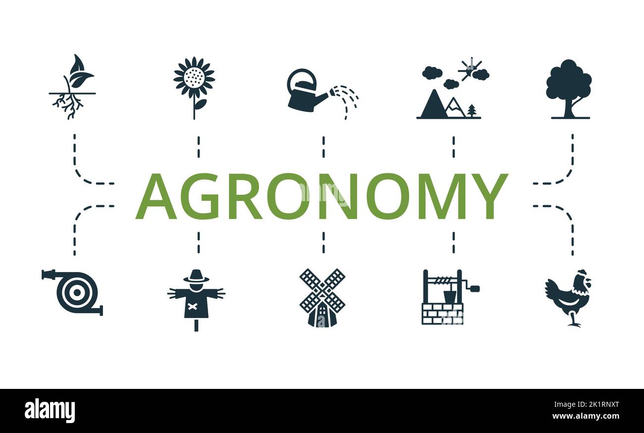 Agronomy set icon. Editable icons agronomy theme such as watering can ...