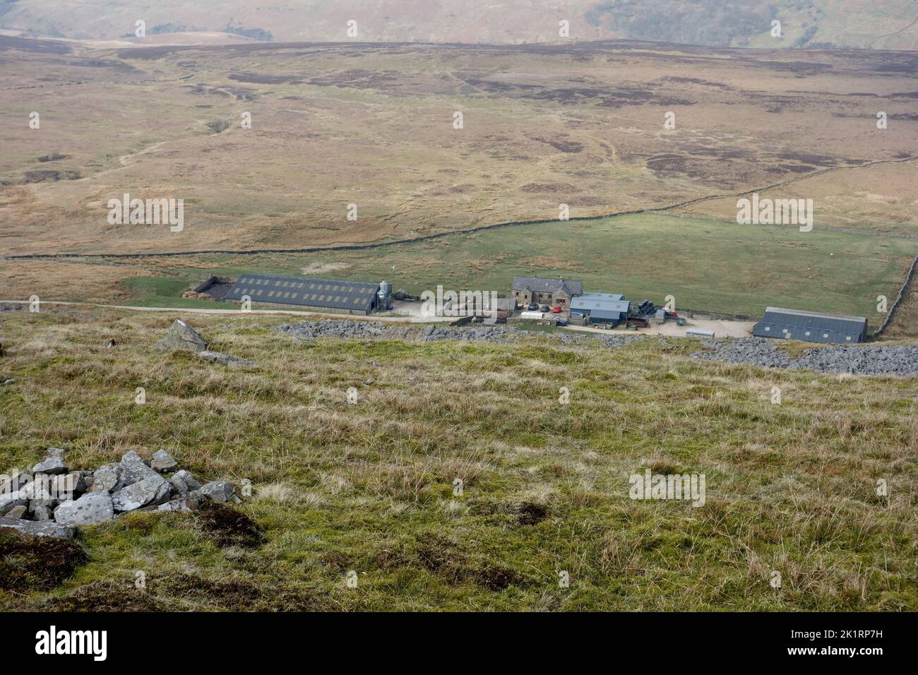 Leck Fell House Farm near the Three Men of Gragareth (3 Tall Cairns) in ...