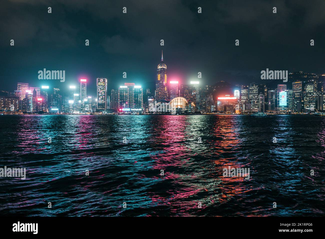 A night view of Victoria harbor in Hong Kong Stock Photo - Alamy