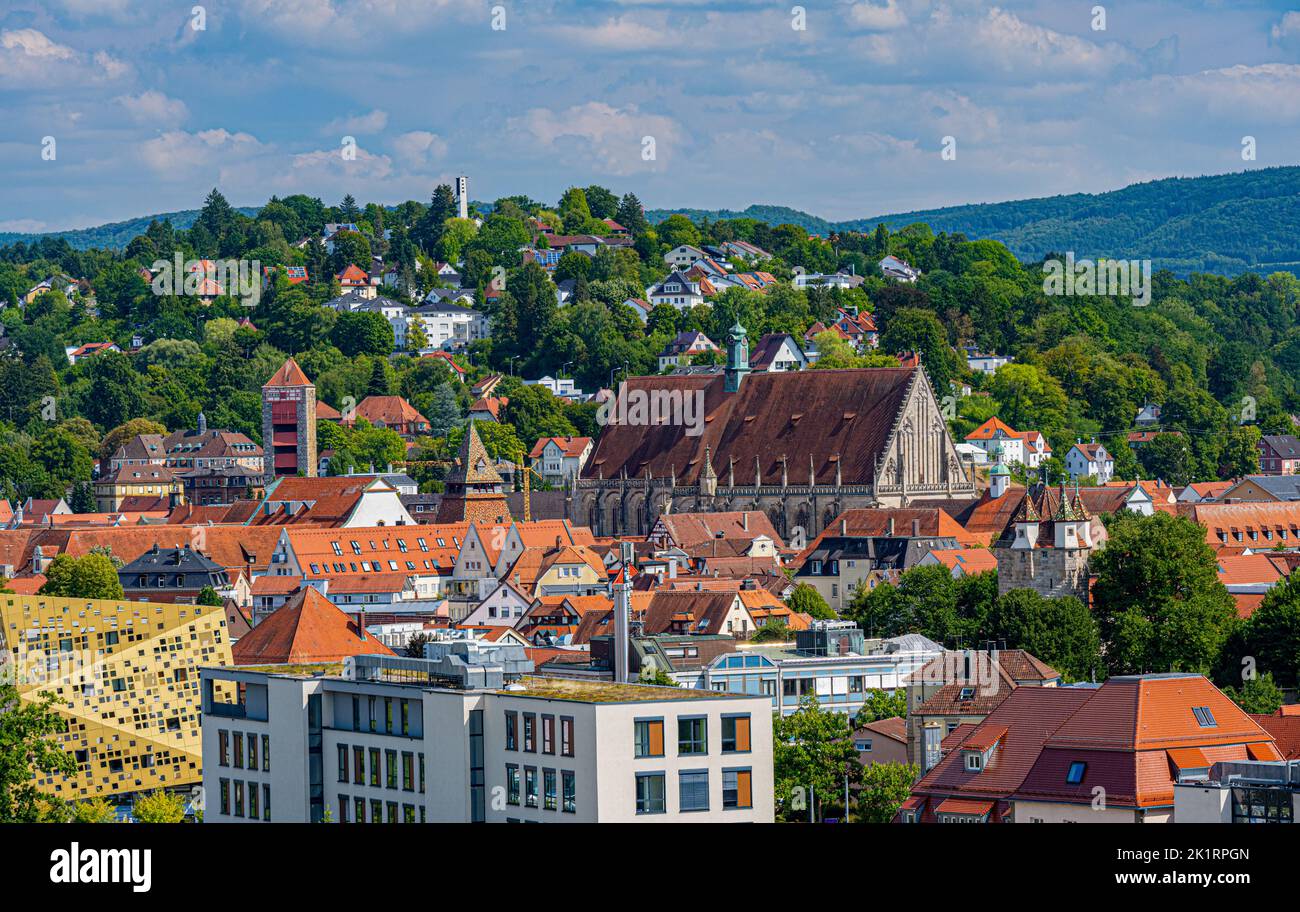 Panoramic view over Schwäbisch Gmünd with Five button tower (Fünfknopfturm), King tower ...
