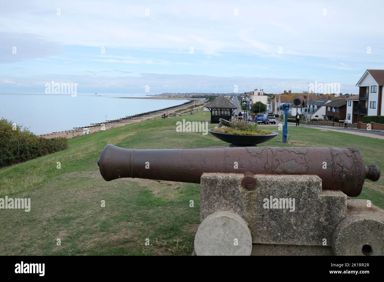 large cannon on display in whitstable-tankerton seaside resort,kent,uk ...