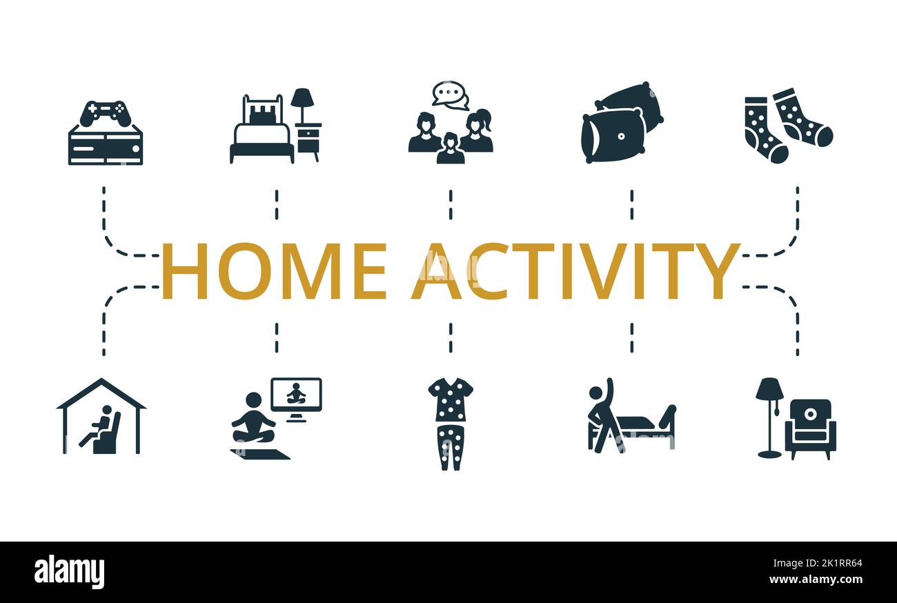 Home Activity set icon. Editable icons home activity theme such as ...