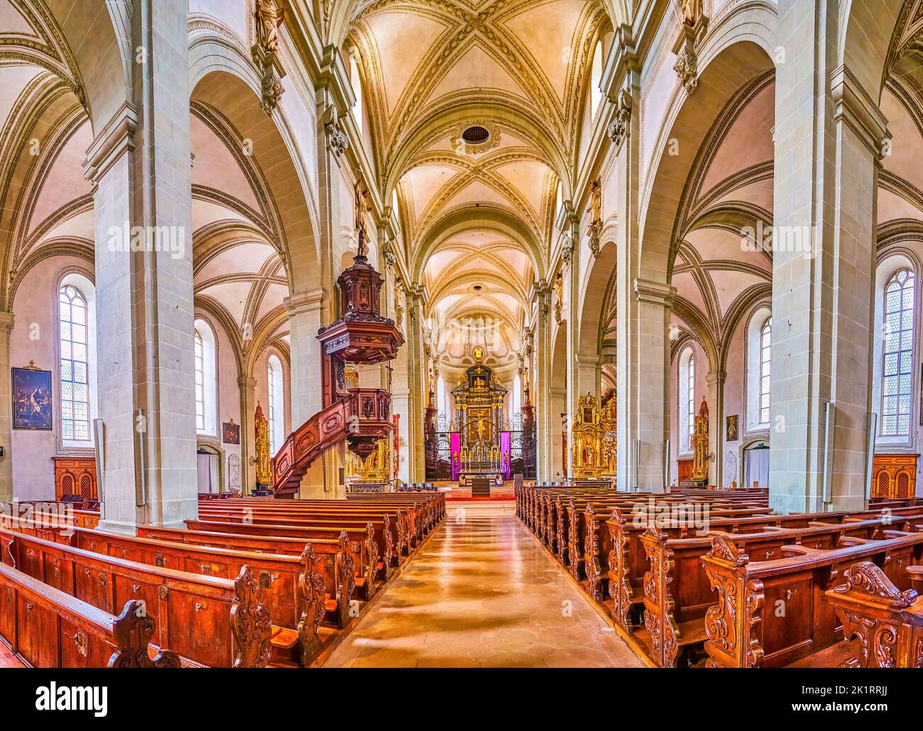 LUCERNE, SWITZERLAND - MARCH 30, 2022: St The elegant interior of St ...
