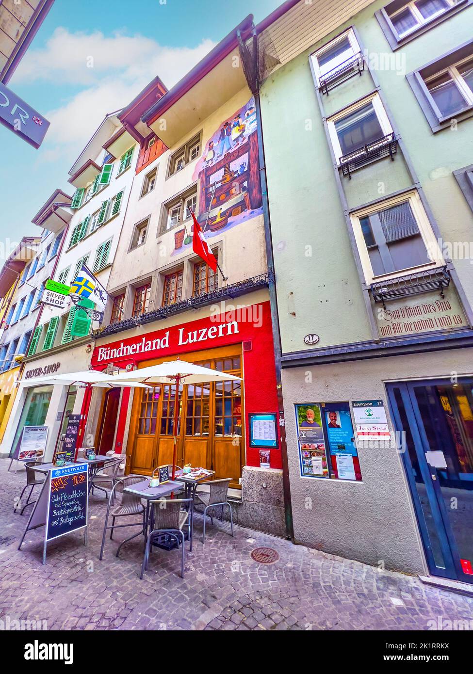 LUCERNE, SWITZERLAND - MARCH 30, 2022: Narrow medieval streets of ...