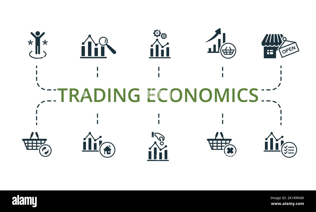 Trading Economics set icon. Editable icons trading economics theme such ...