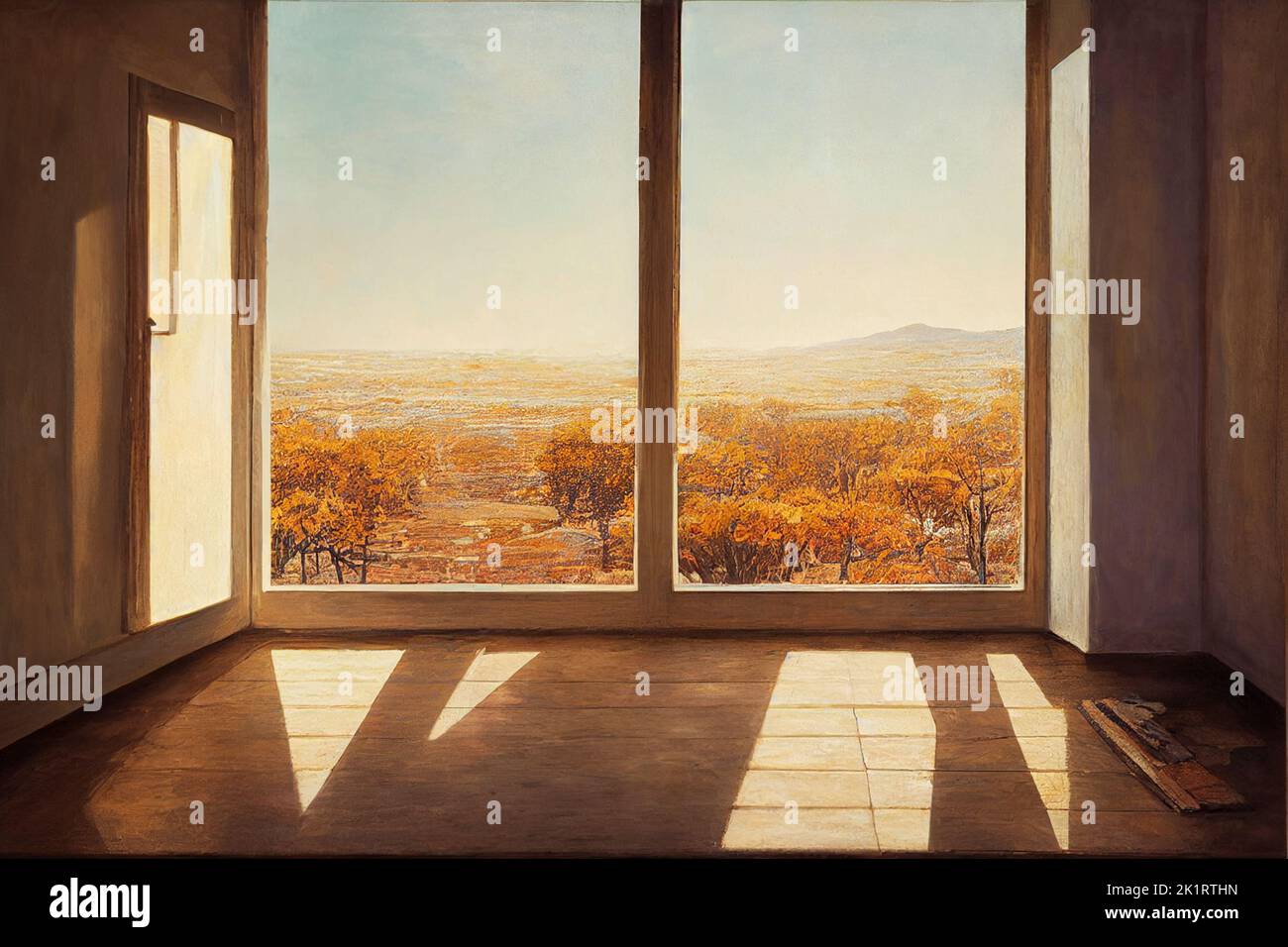 The large window with sunlight, Digital Generate Image Stock Photo - Alamy