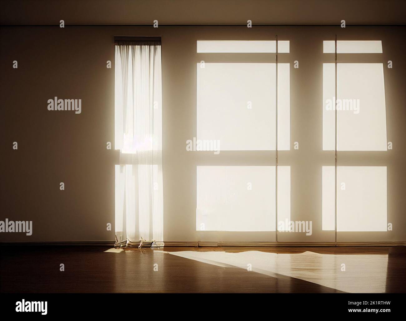 The large window with sunlight, Digital Generate Image Stock Photo - Alamy