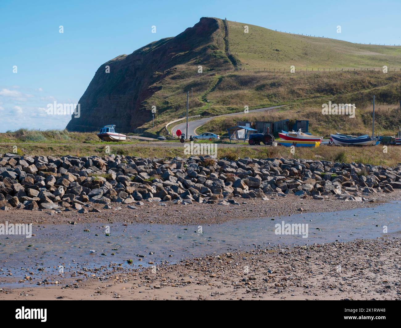 Headland and boat storage area at the south end of harbour at ...
