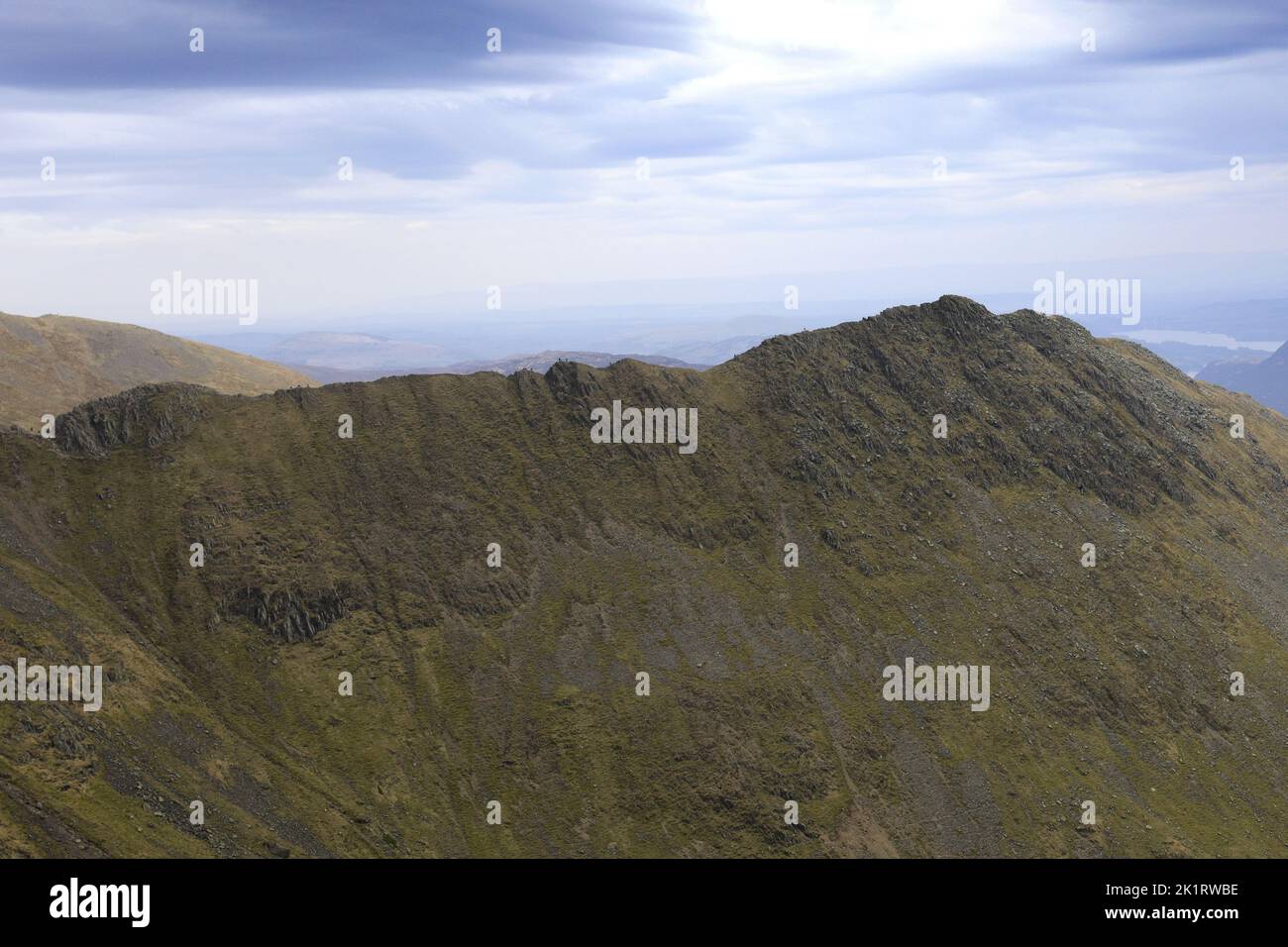 View over Striding Edge on the way to Helvellyn fell, Lake District ...