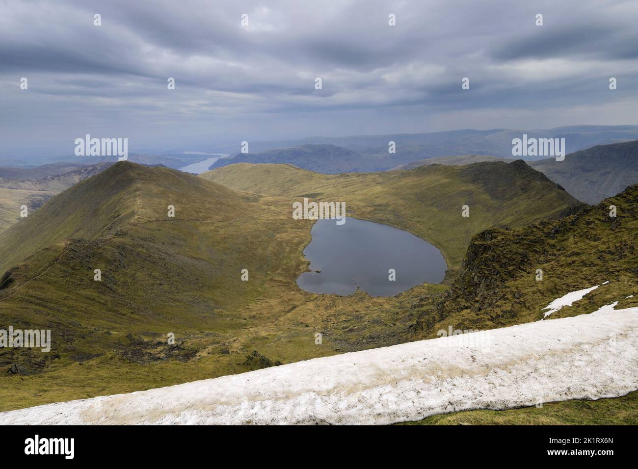 View over Red tarn, Swirral Edge and Helvellyn fell, Lake District ...