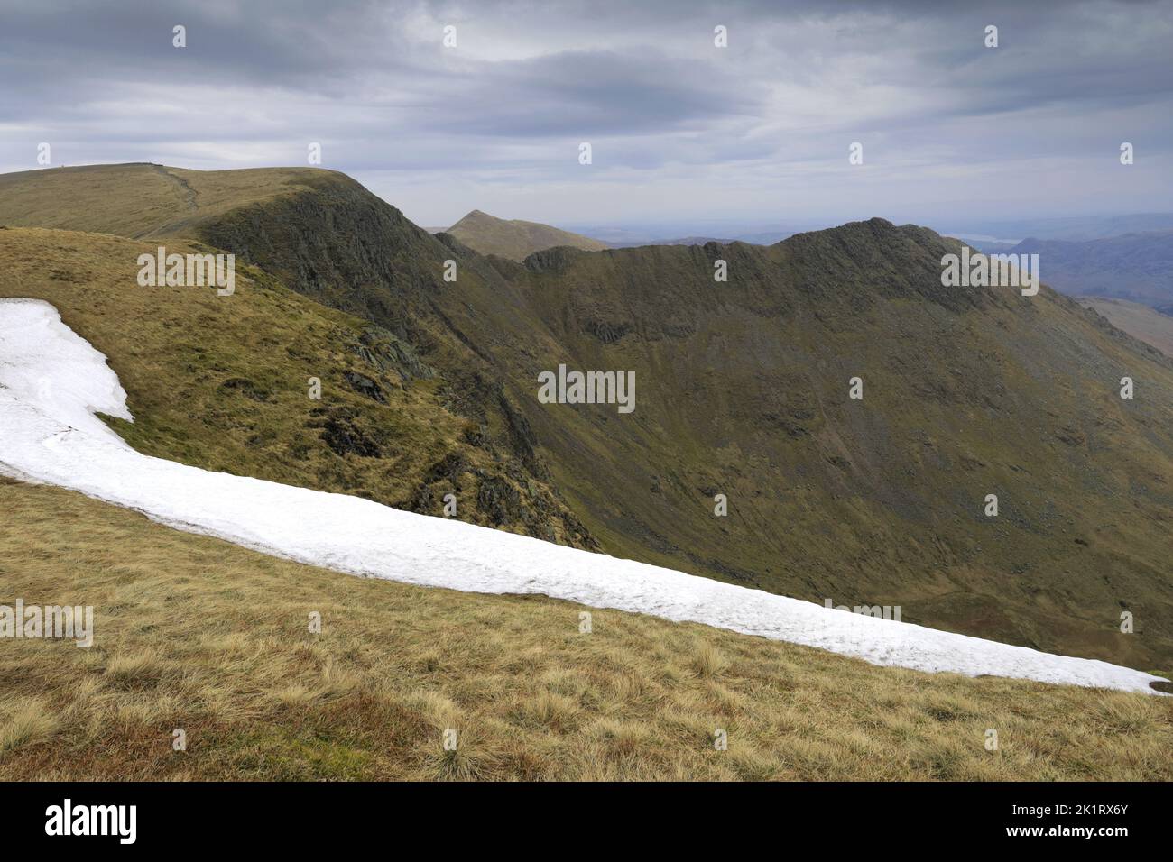 View over Striding Edge on the way to Helvellyn fell, Lake District ...