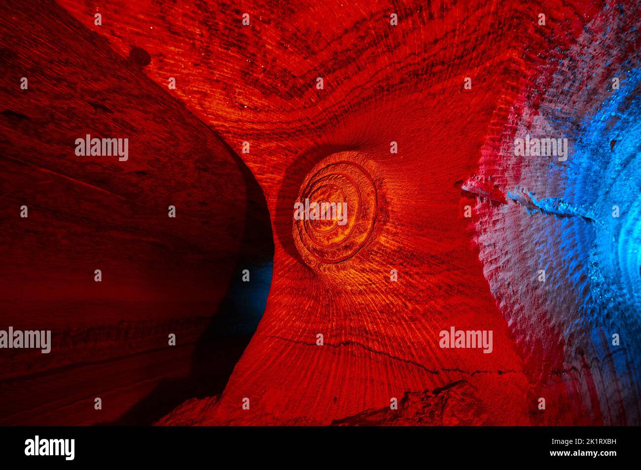 Amazing colorful patterns on walls of sylvinite salt quarry Stock Photo ...