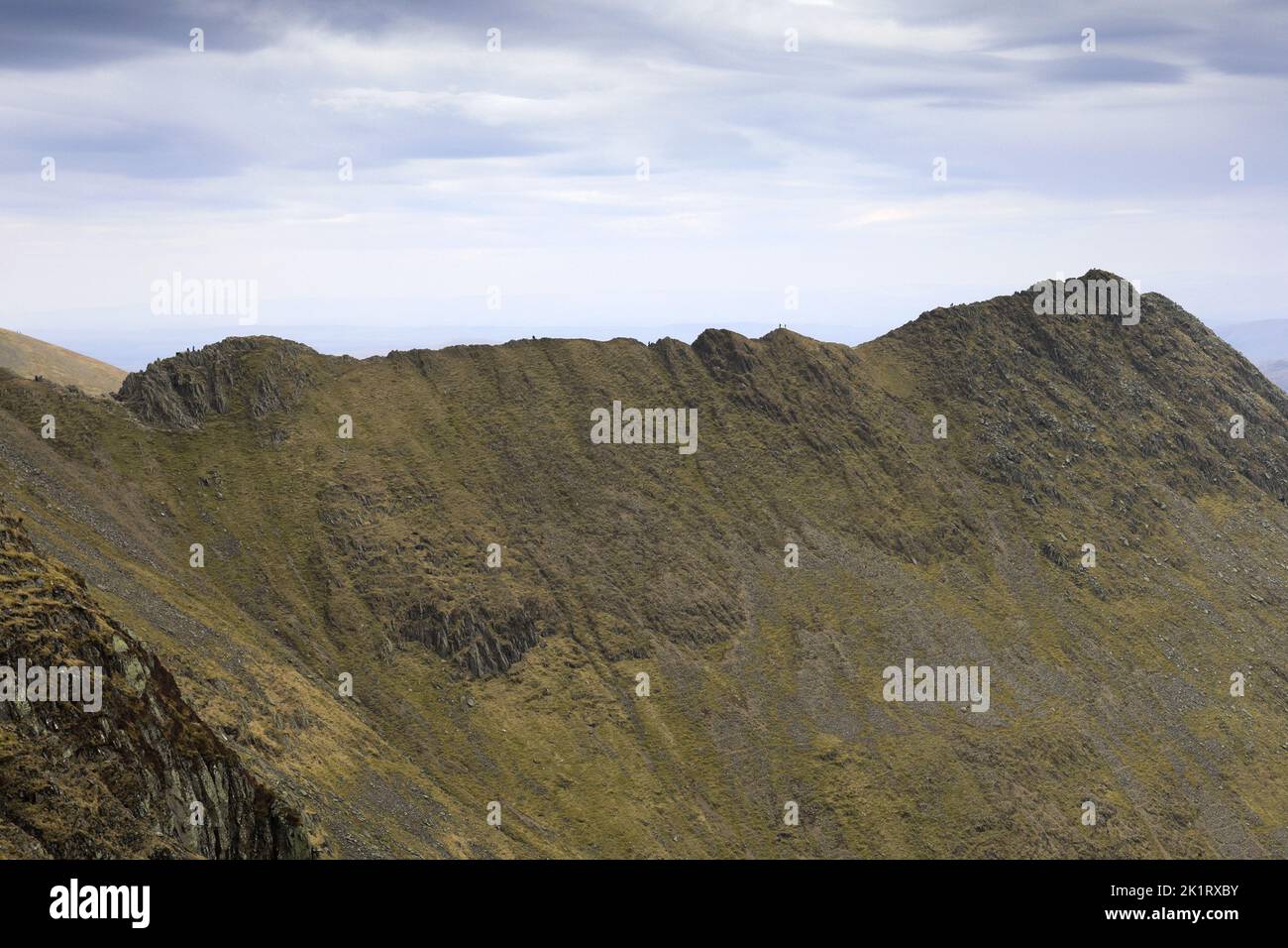 View over Striding Edge on the way to Helvellyn fell, Lake District ...